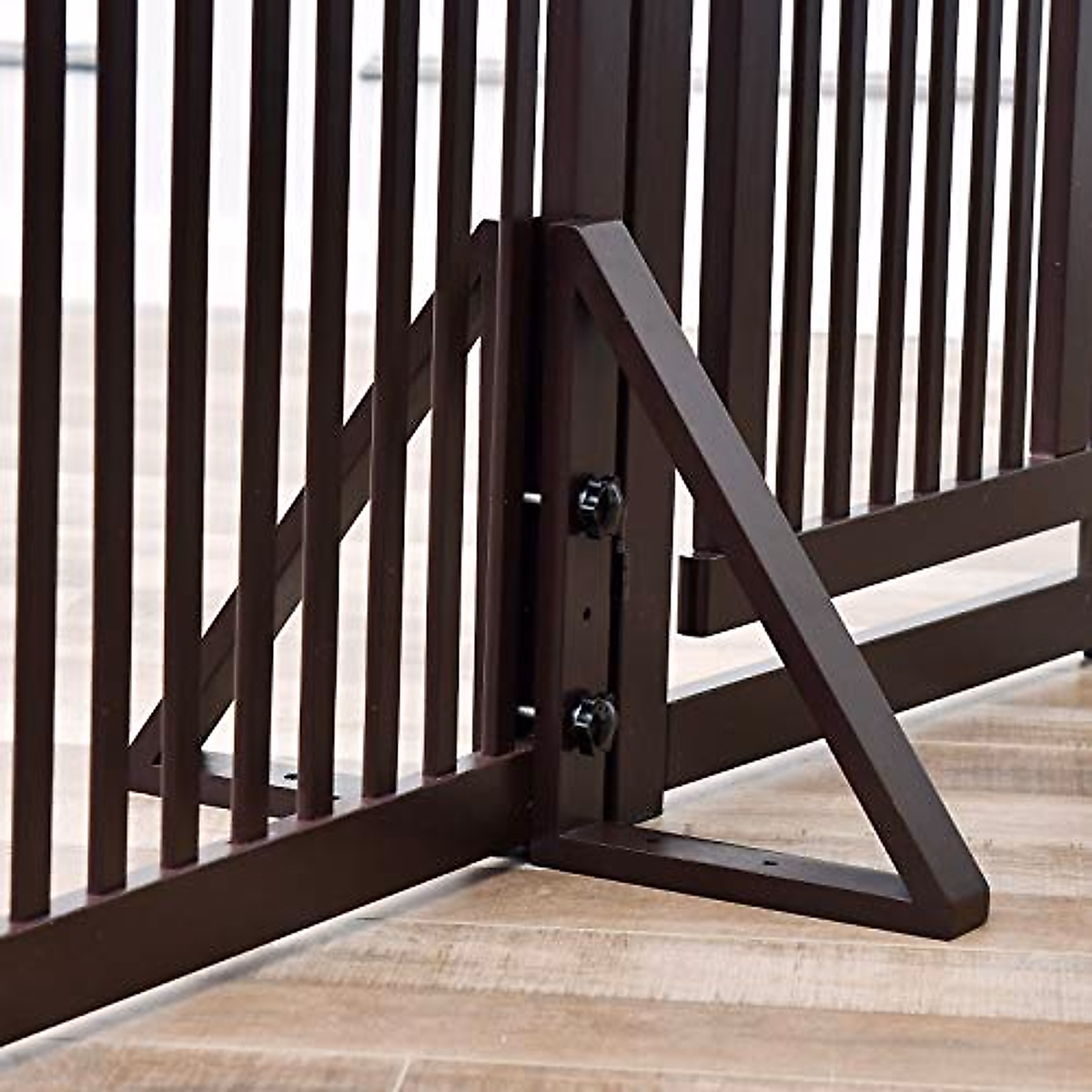 WELLAND Triangle Support Feet Set of 2 for 360 Degree Configurable Gate Collection, Solid Pine Wood, Easy to Install, 2 Pairs of Safety Fence Feet for Freestanding Pet Gates, Espresso (Only Feet)