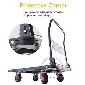 Portable Folding Handcart Flatbed Trolley Truck Trailer Small Trailer Heavy Duty Pure Steel Plate 6090 Weight About 500Kg Large Black Multi Function Folding Handcart