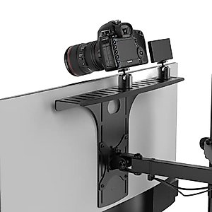 HumanCentric DSLR Monitor Mount – Monitor Shelf for Desk Camera Mount, Light Webcam and Microphone Camera Shelf for Monitor VESA Arm, Replace Clamp Tripods for Camera Desk Mount, Large