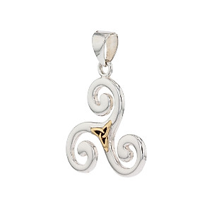 Jewelry Trends Celtic Triskele with Gold-Plated Trinity Knot Sterling Silver Pendant