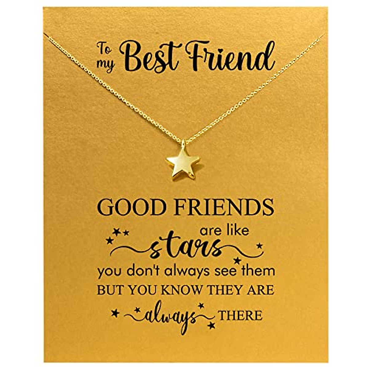 Gifts for Best Friend Star Necklace for Women Girls Friendship Necklace with Gift Card(Star)