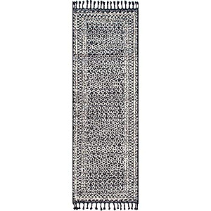 nuLOOM Claudia Diamond Tassel Runner Rug, 2' 6" x 12', Grey