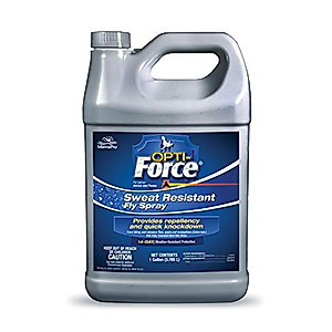 Manna Pro Opti-Force Fly Spray | Sweat Resistant for Horses and Ponies | Provides Repellency and Quick Knockdown from Biting and Nuisance Flies | 1 Gallon