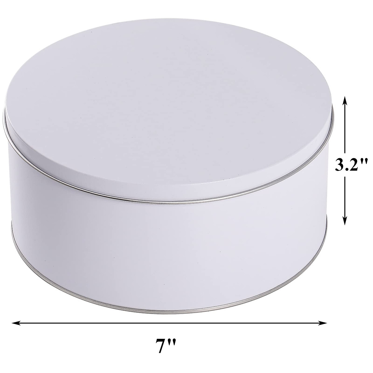 Yopay 3 Pack Cookie Tin with Lid, Round Sturdy Gift Tin, White Baking Cake Container for Storing Patisseries, Snack, Chocolate, Easter, Special Occasion, Holidays, 7" Wide by 3.2" Tall