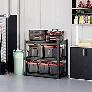 ZAOUS Garage Shelving Heavy Duty Loads 360LBS, 63" Heavy Duty Garage Storage Shelves, Adjustable 3 Tier Metal Shelves for Garage Basement Kitchen Warehouse, 31.5" H x 34" W x 18" D (3-Tier)