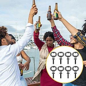 Ohiyoo Metal Bottle Opener Kits 8 Pack Blank Stainless Steel Bottle Opener Insert DIY Bottle Opener Hardware Bottle Opener Inserts for Wood Turning Kits Flat Bottle Opener Inserts Kit (Black)