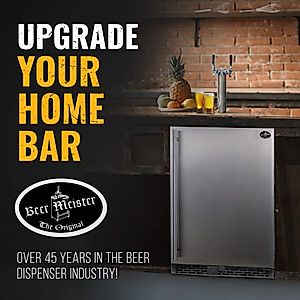 Beer Meister - Beer Kegerator, Draft Beer Dispenser For Home Bar, Beer, Wine, & Bar Soda Dispenser System, Dual Tower w/Stainless Door, Built-in Premium Series, 24.88 x 23.88 x 34.38 inches