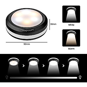 HOLKPOILOT Battery-Operated Night Lights Puck Lights with Control,Under Cabinet Lighting,Under Counter Light Battery Operated, Closet Light, Battery Led Lights(6Pack with 18Batteries)