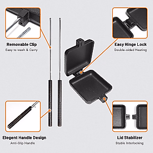 AILITOR Cast Iron Camp Pie Cooker, Campfire Sandwich Maker (Pack of 2)