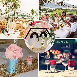 Fashionclubs Table Numbers, 1-20 Wedding Acrylic Table Numbers with Holder Base Party Card Table Holder,Hexagon Shape,Perfect for Wedding Reception and Decoration (Silver)