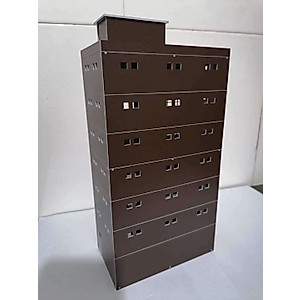 ATINGSHOKB HO Scale Building 1:87 DIY Train Railway Modern Tall Business Buildings Office House Assembled Architectural for Model Train Layout (Brown)