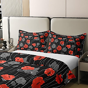 jejeloiu Flower Duvet Cover 100% Cotton Garden Floral Plants Bedding Set 100% Cotton for Room Decor Botanical Comforter Cover Set King Natural Theme Bedspread Cover 3Pcs Zipper