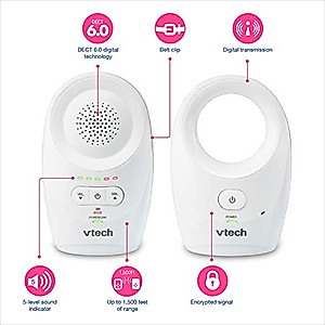 VTech DM1111, Enhanced Range Digital Audio Baby Monitor, 1 Parent Unit, White