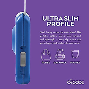 O2COOL Deluxe Personal Necklace Fan | Hands- Free, Battery Operated Wearable Mini Cooling Device for Beach, Sporting Events, Camping (2 Pack Random Colors)