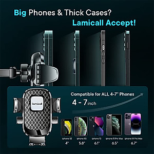 Lamicall Phone Mount for Car, [One Touch Auto Clamping] Car Cell Phone Holder Mount Dashboard Windshield Vent for iPhone 14 13 12 Pro Max, Samsung Galaxy S22 All Phones