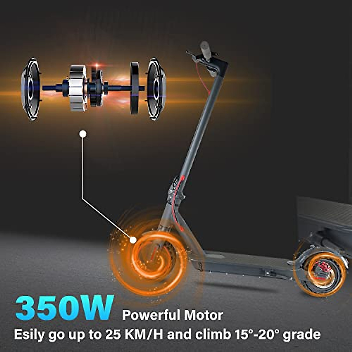 Electric Scooter for Adults, 350W Motor 36V/10Ah Lithium Up to 19 MPH & 21 Miles Long Range, 8.5" Honeycomb Tires Foldable and Portable Cruise Control Commuter Scooter for Adults