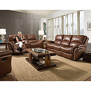 Hanover Yellowstone 100% Leather Double-Reclining 3-Seater Sofa, HUM002SF-GB, 42.000, Brown, Golden