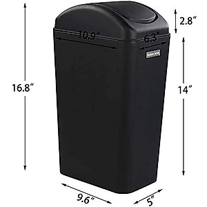 Doryh Classic Black Plastic Swing Trash Can, Small Trash Bins 14 L