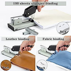 IMLIKE Heavy Duty Stapler with 2000 Staples: 100 Sheets High Capacity Office Stapler, Manual Big Stapler, Metal Large Stapler for Paper Binding, Include 23/8 & 23/13 Staples Each 1000PCS