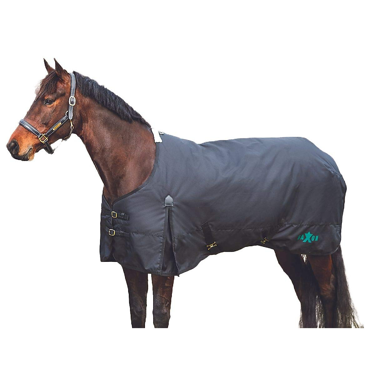 Saxon 1200D with Gusset Standard Neck Medium II Horse Blanket, Black/Black, 78"