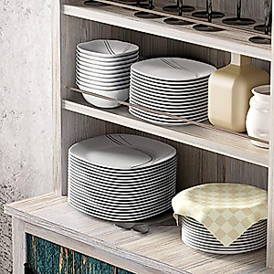 Square Dinnerware Set, MEKY Glassware 18-Piece Service for 6 Plates and Bowls Set, Easy to Clean, Dinner Plates, Dishes, Bowls Set, Modern Line