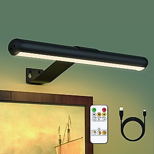 YAQIIHOME Wireless Picture Lights Rechargeable with 4000mAh Battery,Painting Lights Art Ddisplay Light with Remote Control,3 Lighting and Dimmable,Full Metal Led Accent Light for Picture Dartboard