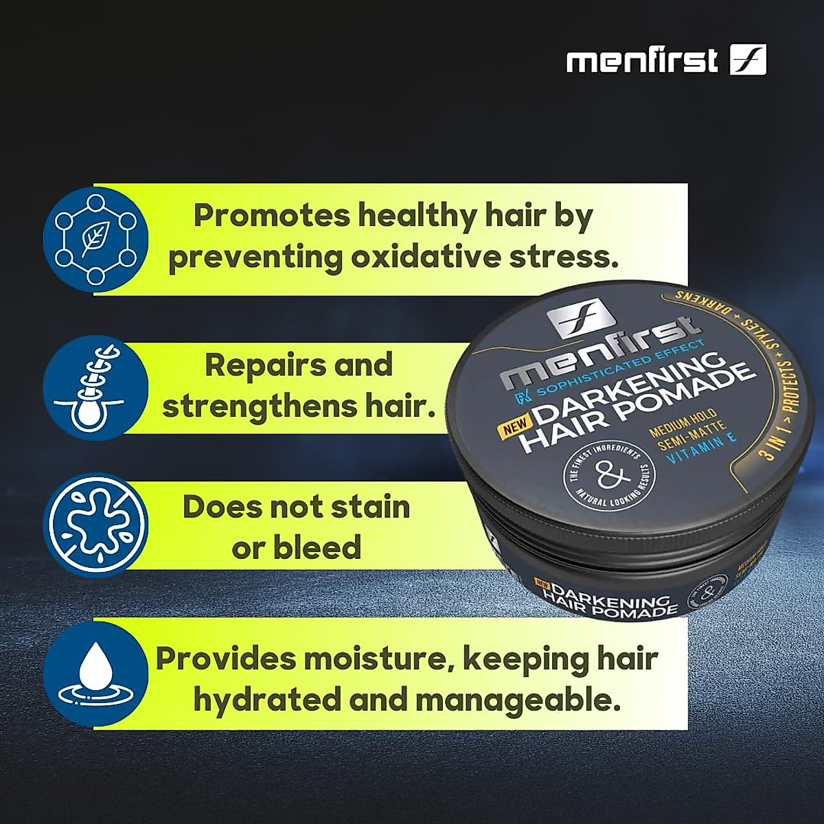 MENFIRST Gradual Gray - Good Bye Gray Hair- 3-in-1 Shampoo and Hair Pomade - 2 Pack Bundle