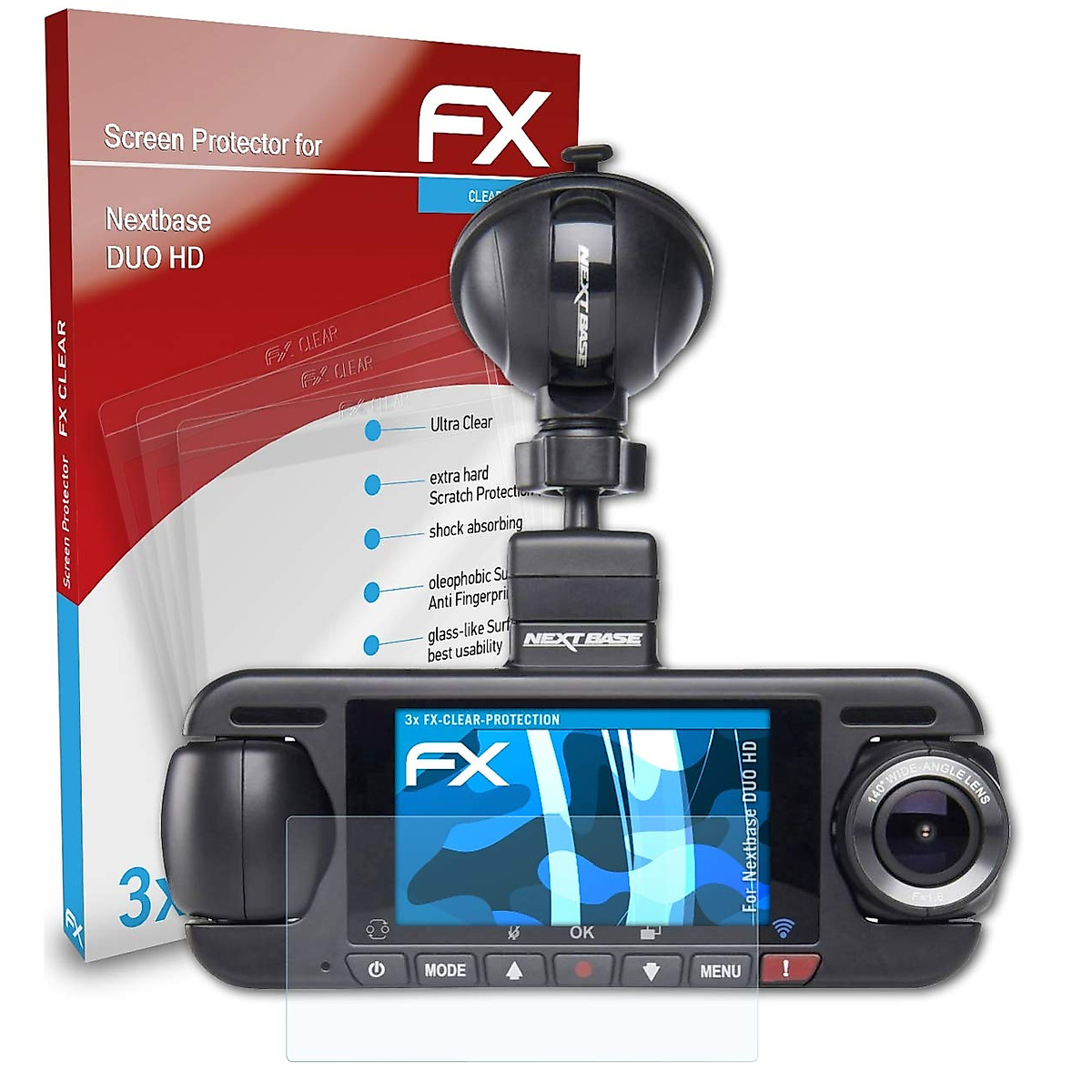 atFoliX Screen Protection Film compatible with Nextbase DUO HD Screen Protector, ultra-clear FX Protective Film (3X)