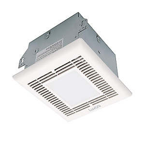 Maxxima Luvoni 70 CFM Bathroom Exhaust and Ventilation Fan - 3000K Warm White 600 Lumen LED Light, Quiet 2 Sones Operation, White Grill Ceiling Fan