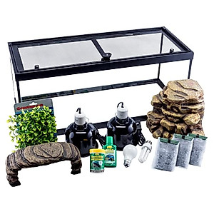 Tetra Aquatic Turtle Deluxe Kit 20 Gallons, aquarium With Filter And Heating Lamps, 30 IN (NV33230)