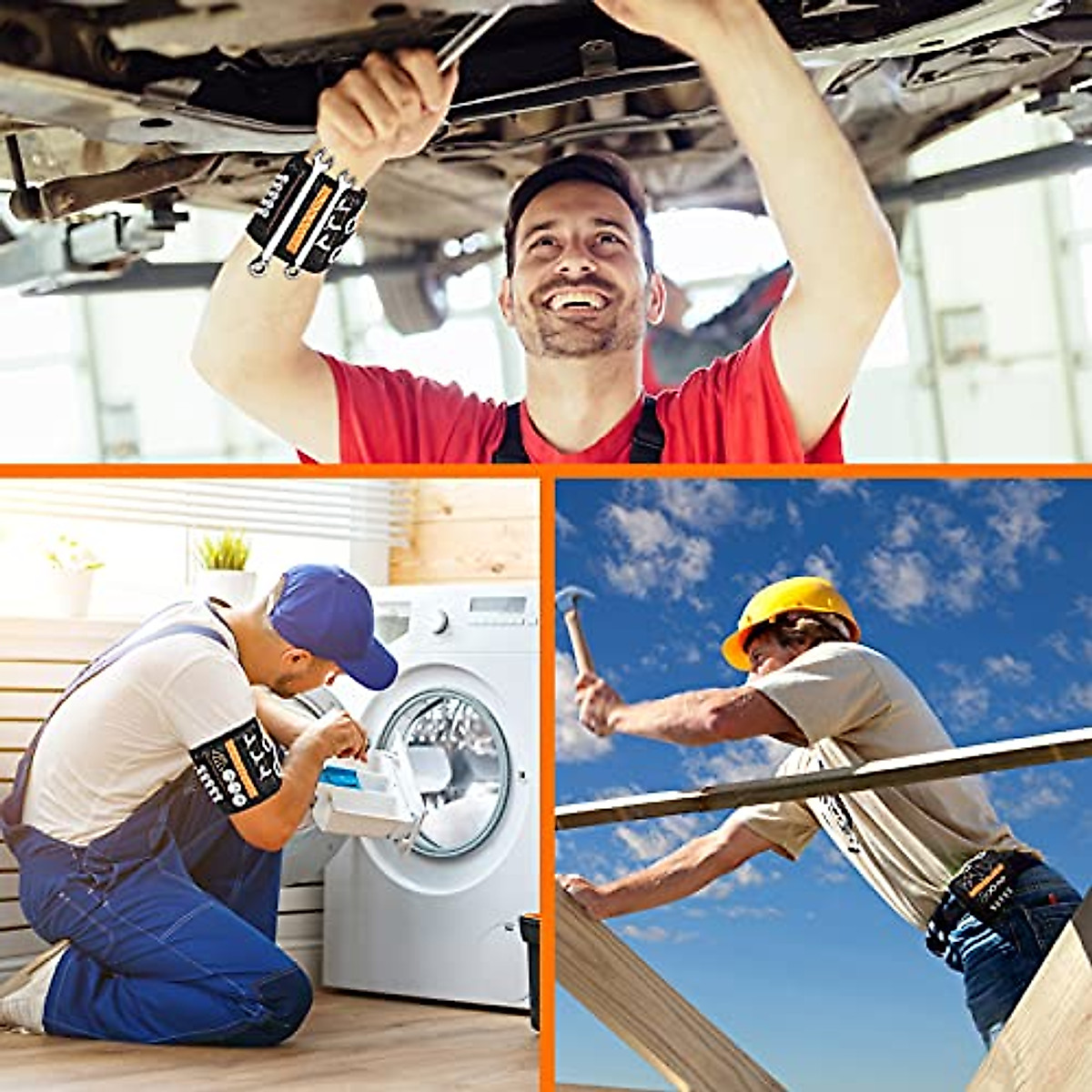 Magnetic Wristband - Cool Gadgets Gifts for Men Dad Him Boyfriend Husband - Tool Belts with 15 Strong Magnets for Holding Screws Nails Wrenches Drill Bits