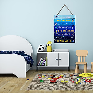 Baihui Outer Space Wall Decor Funny Spaceman Wall Art for Boys Room Inspirational Wood Signs for Kids Bedroom Decor Motivational Quote Playroom Nursery Decorations Blue Room Decor