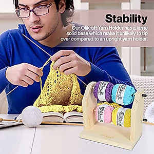 Olikraft Double Revolving Yarn Holder - Horizontal Yarn Spindle Feeder or Dispenser - Craft Supplies for Crochet and Knitting