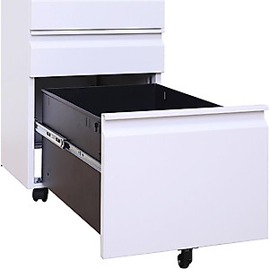 Panana 3 Drawers Filing Cabinets, Mobile File Metal Cabinet Under Desk Drawers on Casters Rolling Office Cabinet for Home Office Furniture, Fully Assembled (White)