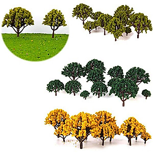 BESPORTBLE 20pcs Model Trees Fake Plastic Train Trees Railroad Scenery Architecture Trees for DIY Micro Landscape Bonsai 3CM-8CM (Orange)