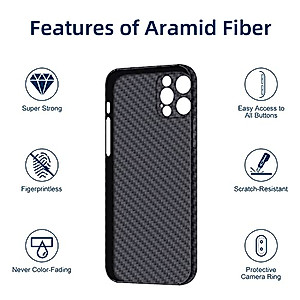 Sisyphy Aramid Fiber Case for iPhone 14 Pro Max with Carbon Fiber Texture, Super Slim Light Protective Cover Skin, Soft Touch Sturdy Durable Case, Snap-on Back Cover Wireless Charging Friendly