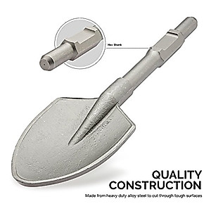 Neiko 02627 Clay Spade Chisel Bit for Demolition Hammers, Alloy Steel | 1-1/8" Hex Shank | 17.5-inch Length