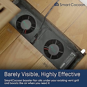 SMARTCOCOON 3"X10" Intelligent Booster Fan System - Integrates With Ecobee & Nest Smart Thermostats - Increase Airflow to Bedroom & Syncs To Your HVAC System - Renter Friendly Floor Fan For Vent