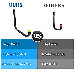 Intpro Garage Organization Hooks Heavy Duty Garage Storage Utility Wall Hooks Garden Tool Wall Hanger for Ladder Bike Shelf Hose Power Tool 6 Pack