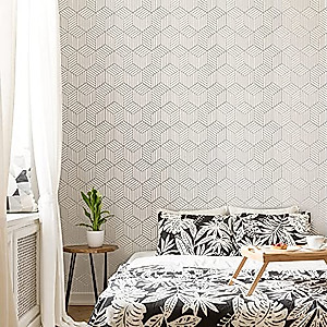 8 Pieces 12 x 12 Inch Wall Stencils for Painting Geometric Modern Herringbone Wall Stencils Wall Decor Reusable Film Decorative for Painting, Stencils for Walls, Wall Stencil Pattern (Simple Style)