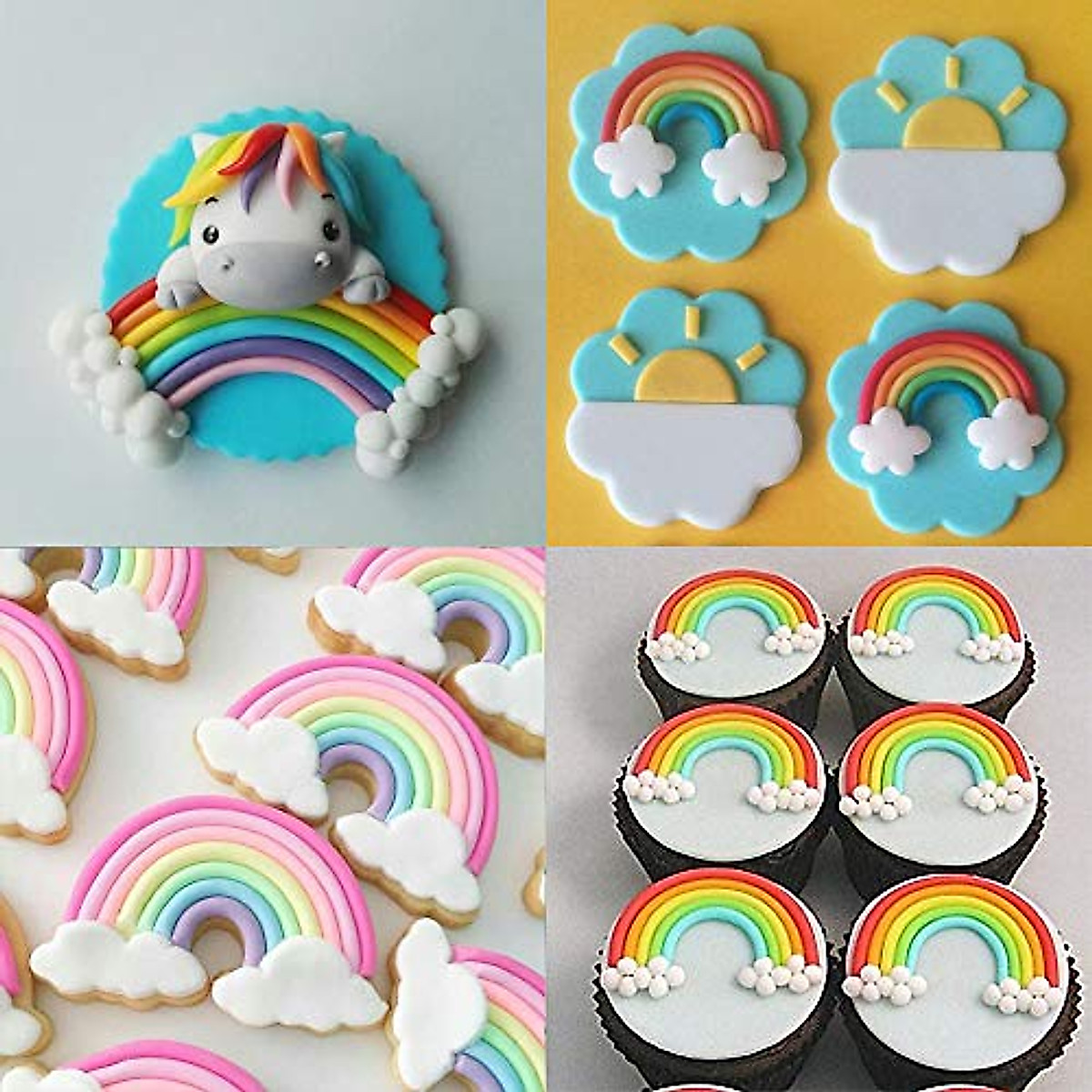 9Pcs Rainbow & Cloud Fondant Cutter Set Cake Cupcake Decorating Tools Sugarcraft Polymer Clay Gum Paste Cookies Biscuit Cutters