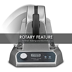Waring Commercial Single Waffle Cone Maker, Heavy Duty Die Cast Housing, Non Stick Plates, Produces 60 Waffle Cones per Hour, 120V, 1200W, 5-15 Phase Plug