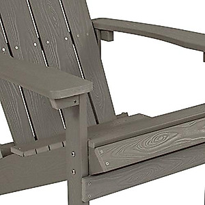 Flash Furniture Charlestown Poly Resin Adirondack Chair - Gray - All Weather - Indoor/Outdoor - Set of 4