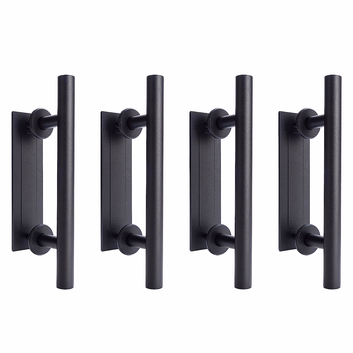 Wright Products 4 Pack Interior Barn Door Pull and Flush Handle Set - Mounting Hardware Included, Matte Black
