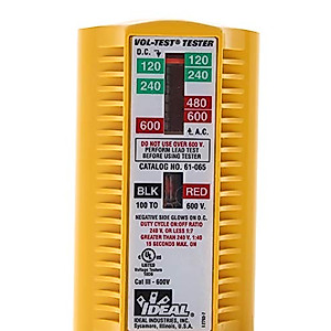 IDEAL INDUSTRIES INC. 61-065 Vol-Test Voltage Tester, CATIII for 600v,Yellow