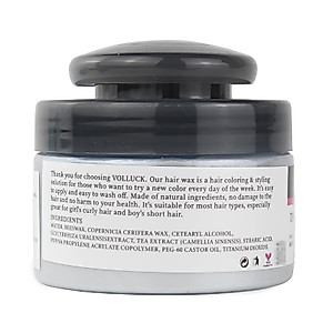 VOLLUCK Temporary Hair Color Wax, Sliver Gray HairWax Color Natural Hair Dye Hair Styling Clays Ash for Halloween，Christmas, Cosplay, Party 4.23 oz (Sliver Gray)…