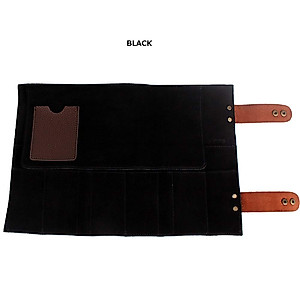 Purple Dragon Leather Roll Up Scissors Holder Pouch Cases Tool Bags for Salon Barber Hair Stylist (Black)