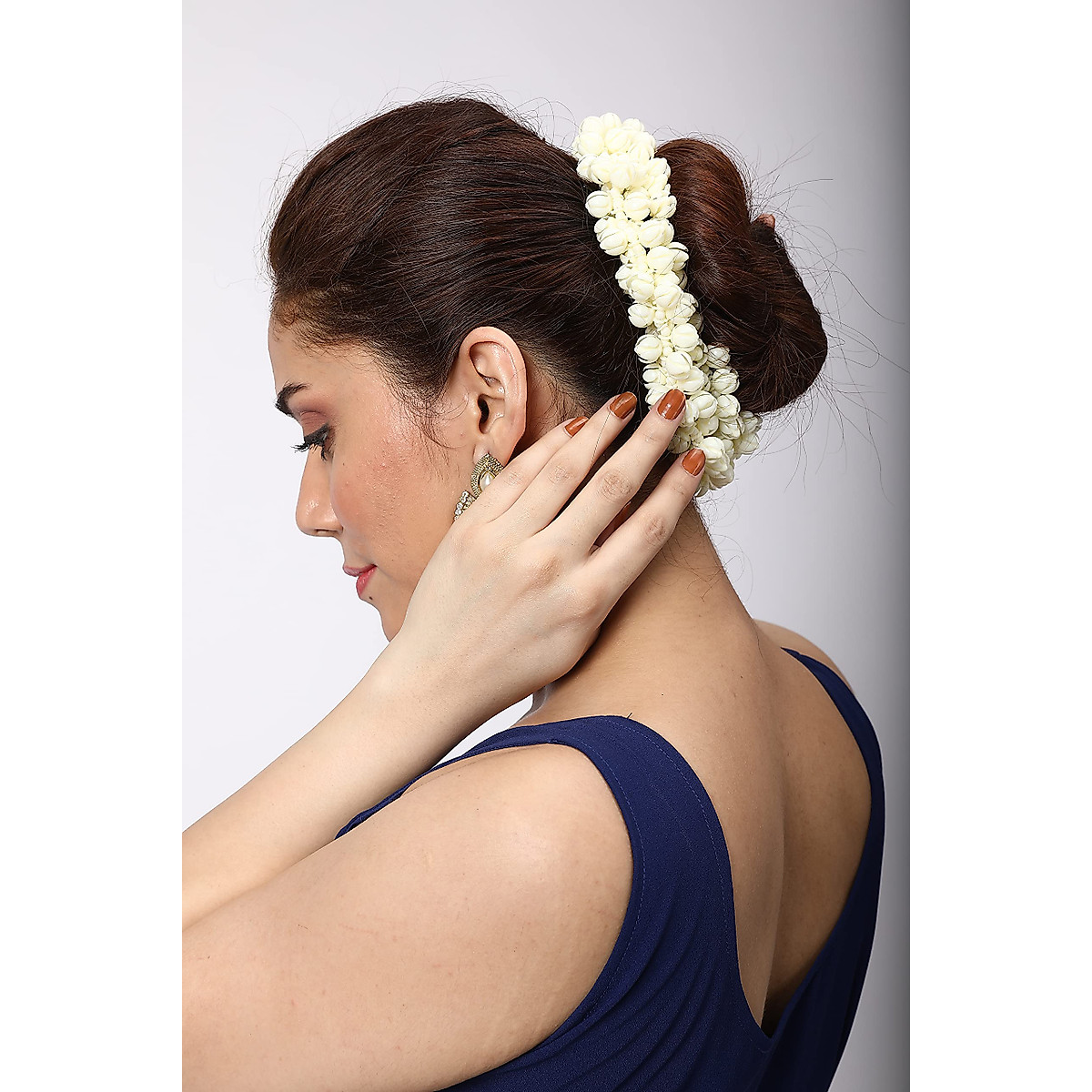 Artificial Jasmine Garland,Jasmine Gajra,Mullapoove mala with Real Jasmine Fragrance, As Used for Hair Accessory for Women and Girls,Length - 90 cm, Cream Color