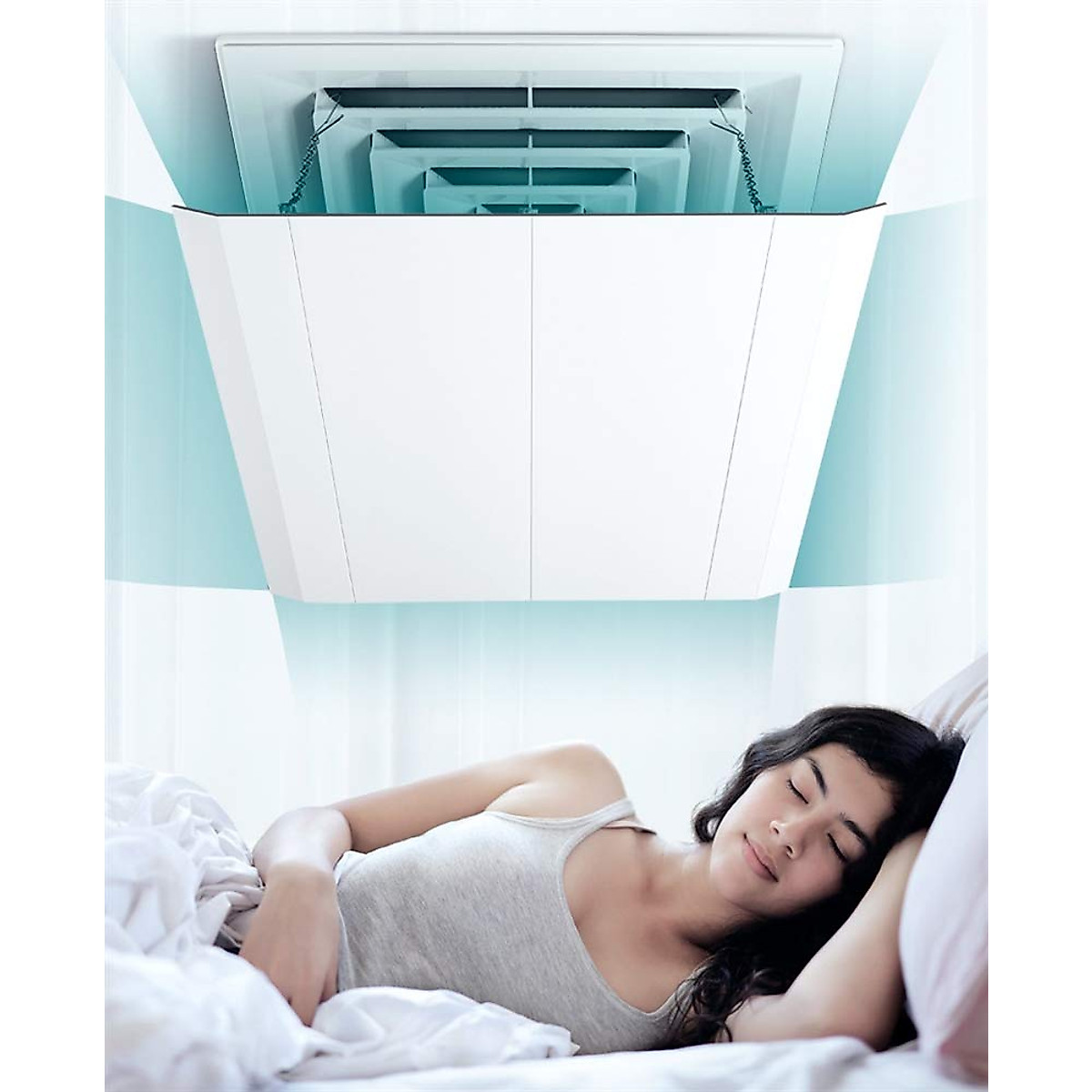 Liveinu Canvas Air Deflector Adjustable Reusable Heat and Air Deflector for Drop Ceiling Vents RV, Home HVAC, AC and Ceiling Registers Air Conditioner Deflector White 11.7"x11.7" Inch