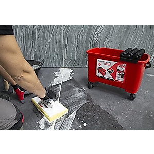 RUBICLEAN Triple SuperPro Grout Bucket System – Lightweight, Durable Washboy with 3 Spiral Rollers, 5.3 gal Capacity, Wheels, and Carry Handle – Ideal for Tile Installation and Cleaning